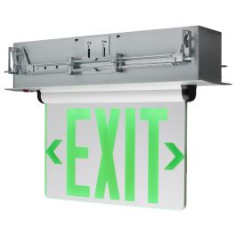SATCO 67/115 REC EL EXIT SIGN - DF GR MIR Green (Mirror) Edge Lit LED ...